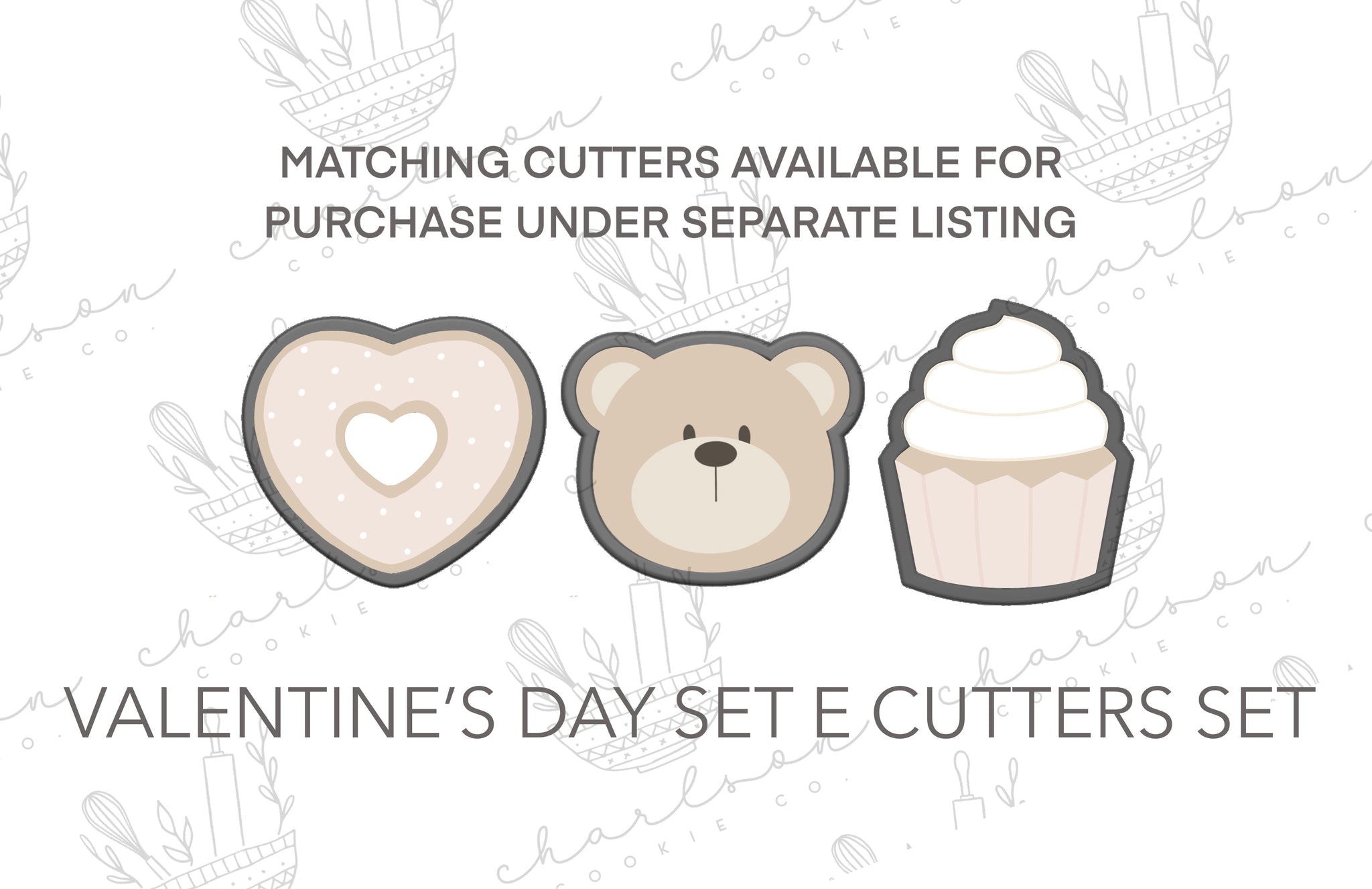 DIY cookie kit (Valentine's day set E print) instruction card (4 files ...
